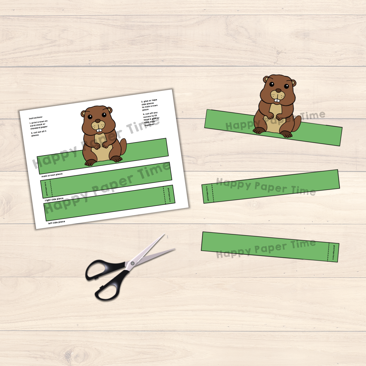 Groundhog Day Paper Crown Headband Printable Craft Activity for kids ...