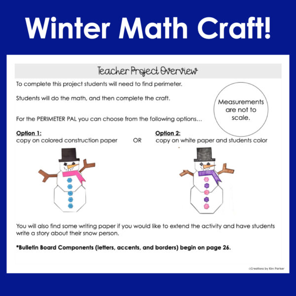 Snowman Winter Math Craft Perimeter Activity | Made By Teachers