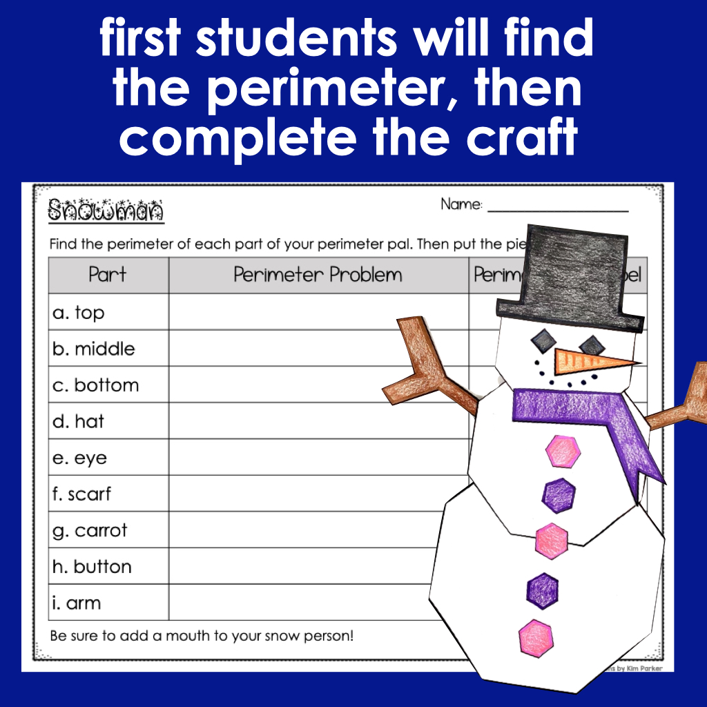 Snowman Winter Math Craft Perimeter Activity | Made By Teachers
