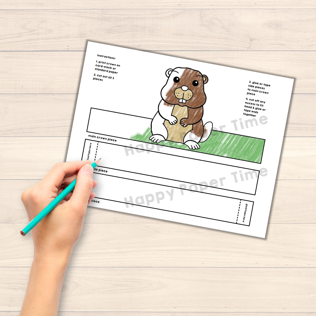 Groundhog Day Paper Crown Headband Printable Coloring Craft Activity ...