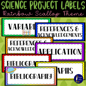 Science Project Labels Rainbow Scallop Theme | Made By Teachers