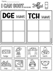 Trigraph tch dge worksheets | Made By Teachers