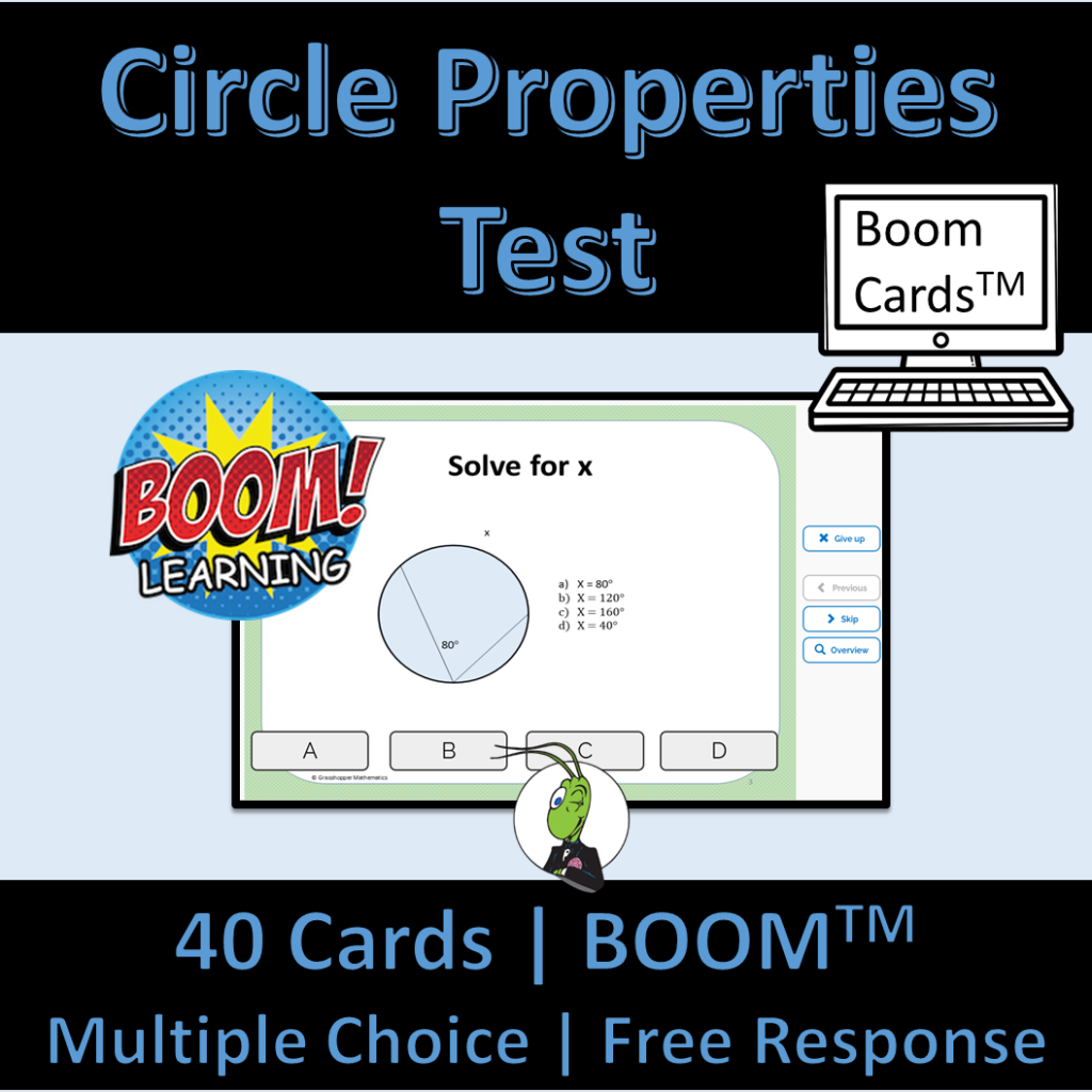 Circle Properties Test Quiz Problems Boom Task Cards | Geometry | Made ...