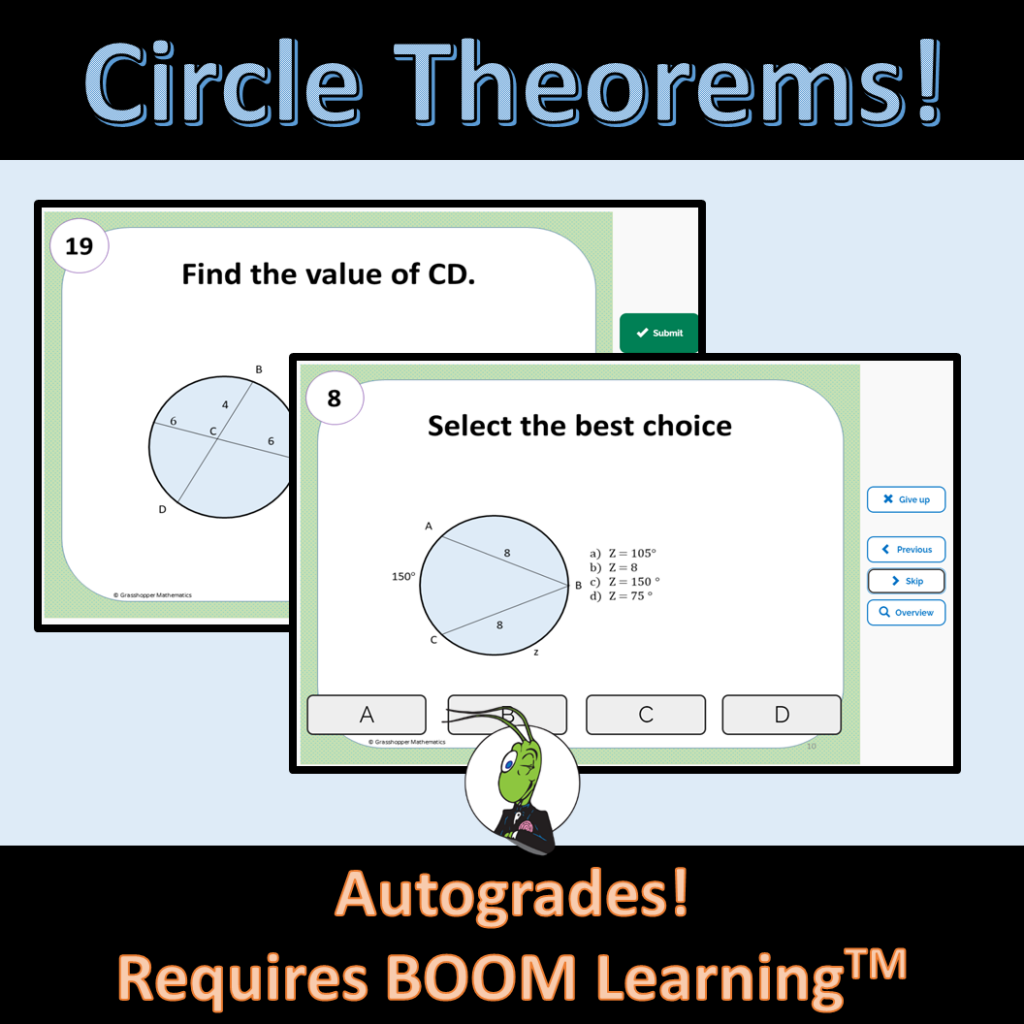 Circle Properties Test Quiz Problems Boom Task Cards | Geometry | Made ...