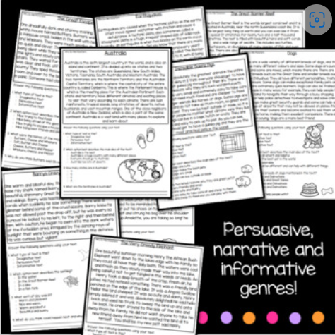 3rd & 4th Grade Reading Comprehension Passages and Questions, Set 1 ...