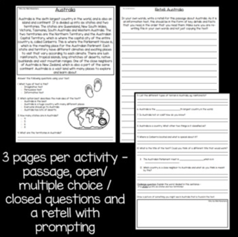 3rd & 4th Grade Reading Comprehension Passages and Questions, Set 1 ...