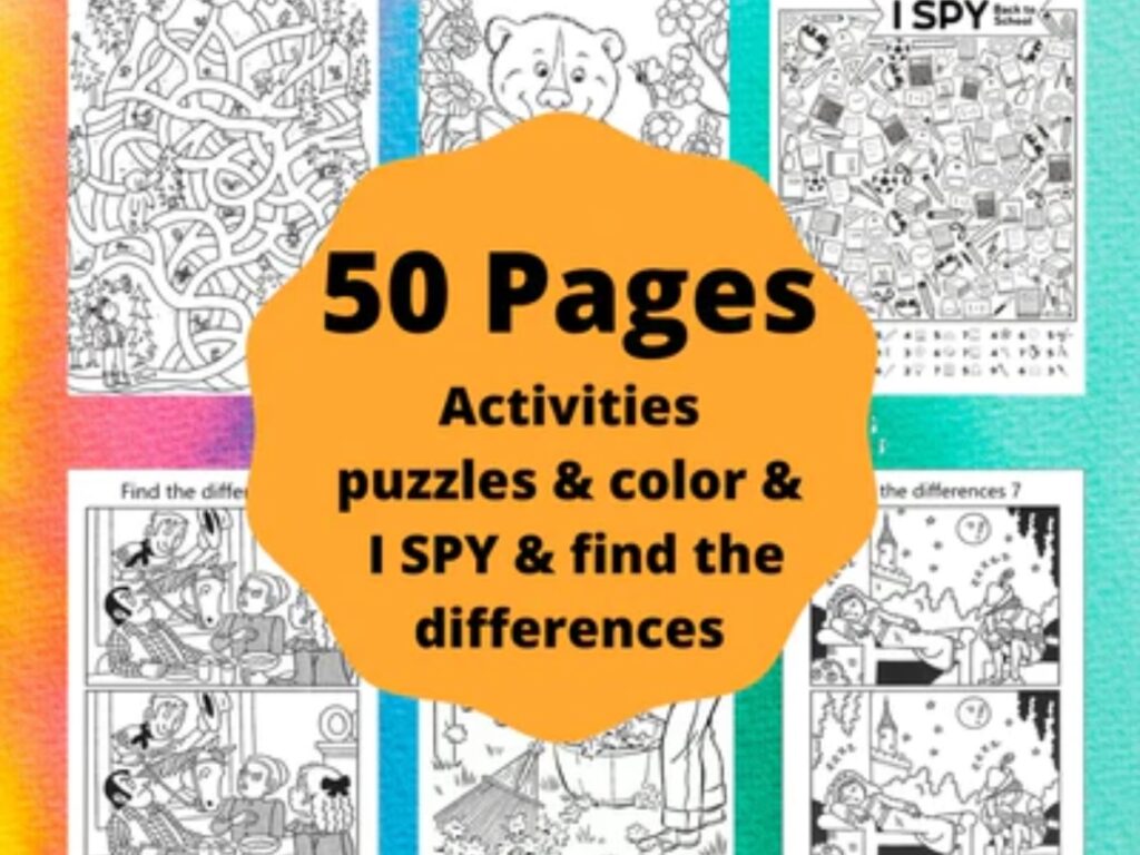 50 pages Road Trip Activity Pack - Printable Kids Activities, I spy ...