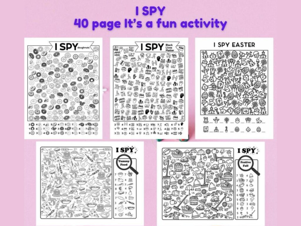 40 I Spy Game Fun I spy activity pages for kids to do for quiet time It ...
