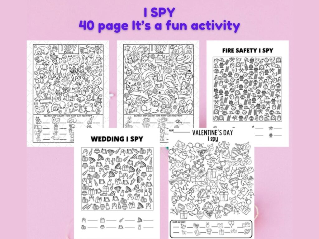40 I Spy Game Fun I spy activity pages for kids to do for quiet time It ...