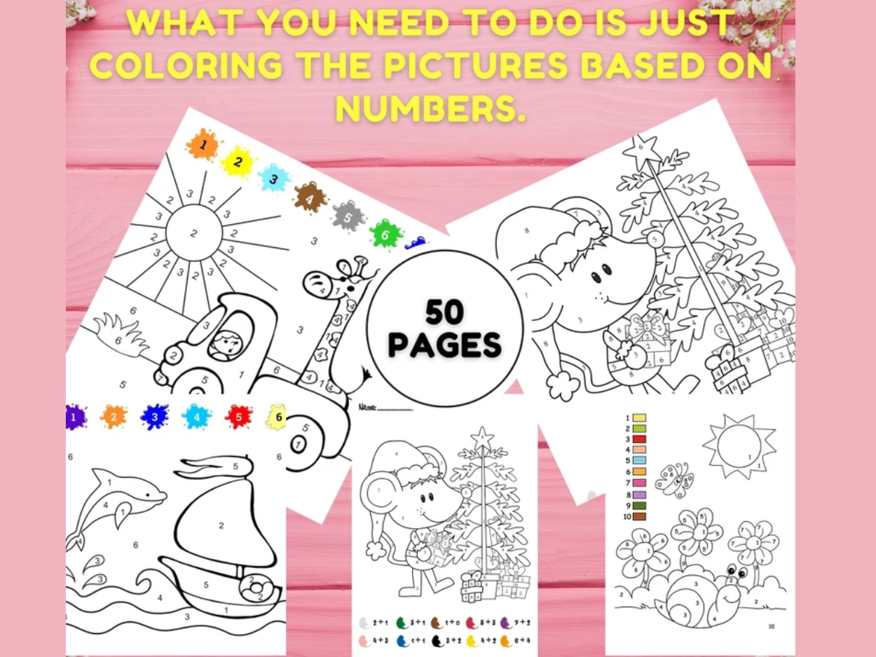 50 pages Color by Numbers Worksheets for kids to do for quiet time or ...