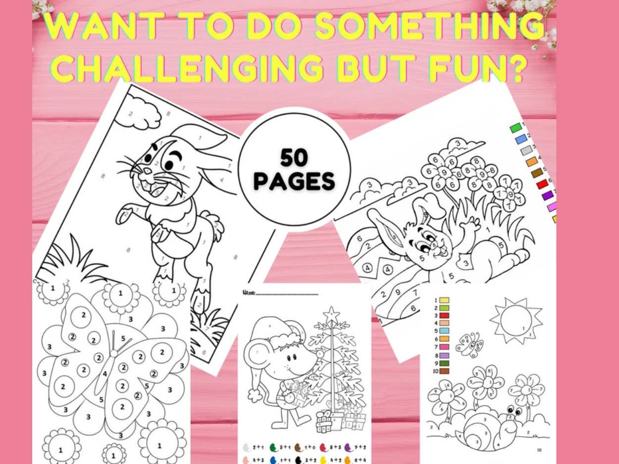 50 pages Color by Numbers Worksheets for kids to do for quiet time or ...