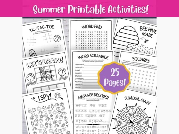 25 Summer Kids Activities, Summer Camp Activity, Printable Activity ...