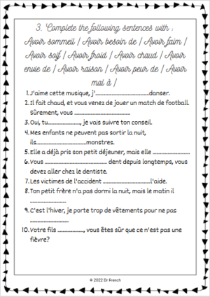 French Verbs Etre and Avoir Expressions - Flashcards and activities ...