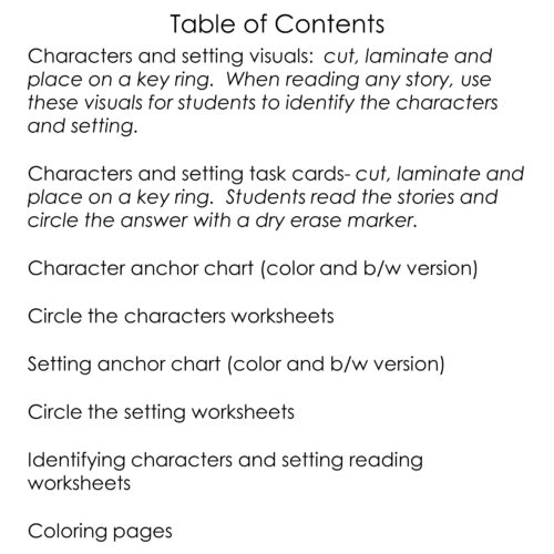 Story Elements | Identify Character and Setting | Special Ed | Made By ...