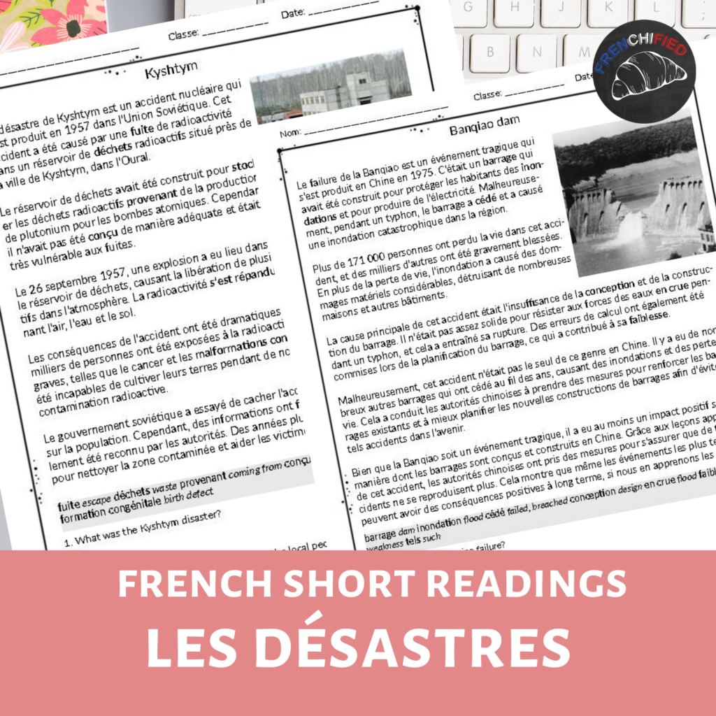 Short French reading passages - Disasters in History | Made By Teachers