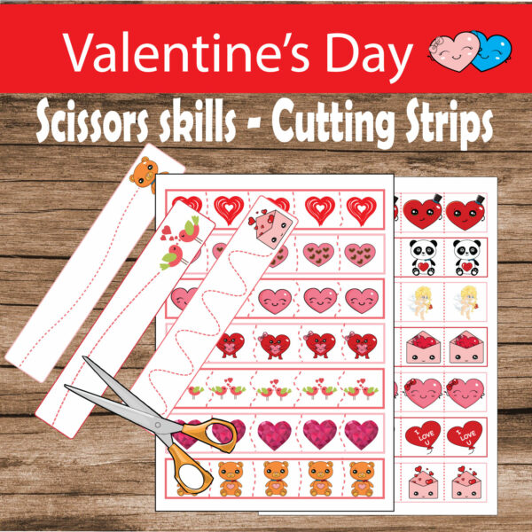February Fine Motor Skills: Valentine's Day Tracing and Cutting Strips ...