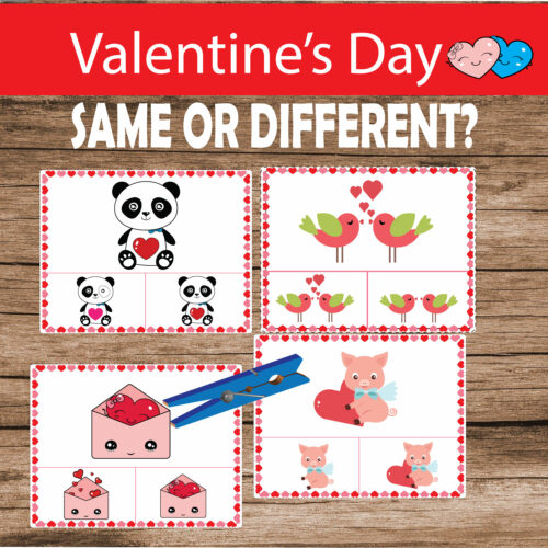 Valentine Same or Different Cards, Special Education Task Cards | Made ...
