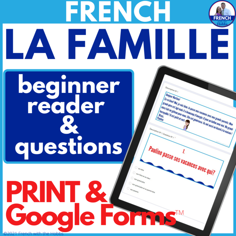 French Family Reading Comprehension Print & Google Forms | Made By Teachers