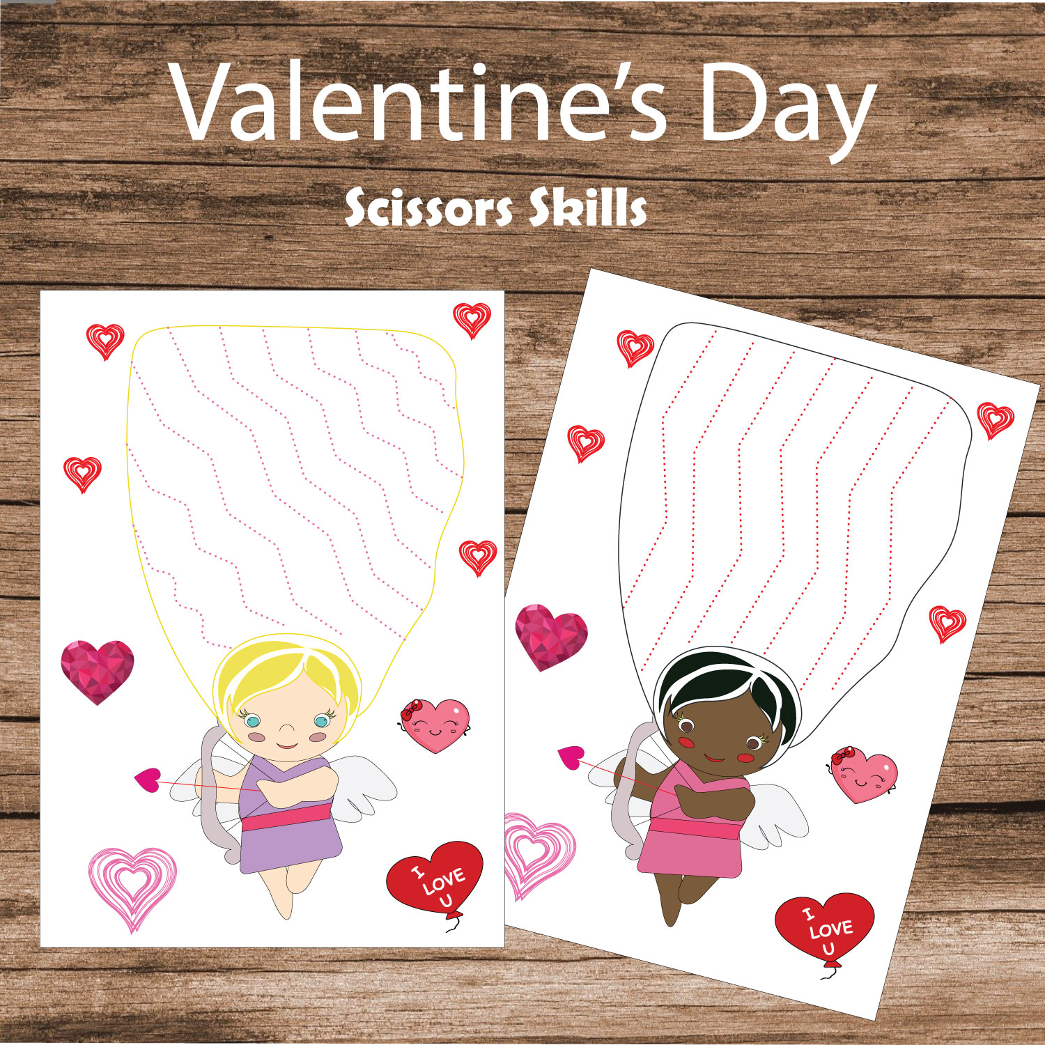 Scissors Skills - Valentine Day Scissors Practice - Cupid's New Hair ...
