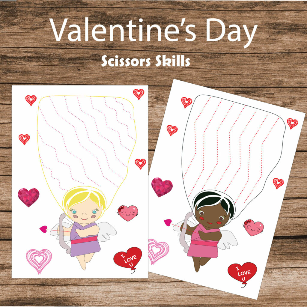 Scissors Skills - Valentine Day Scissors Practice - Cupid's New Hair ...
