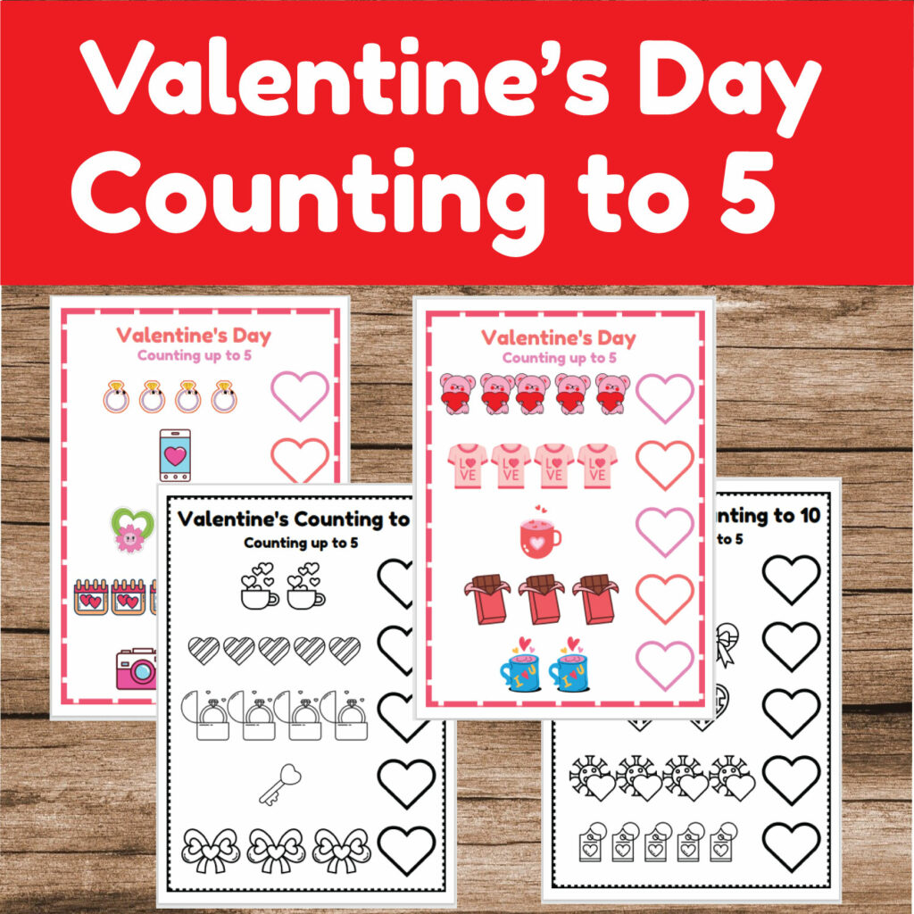 Valentine's Day Math Activities, Morning Work, Counting to 5 Worksheets ...