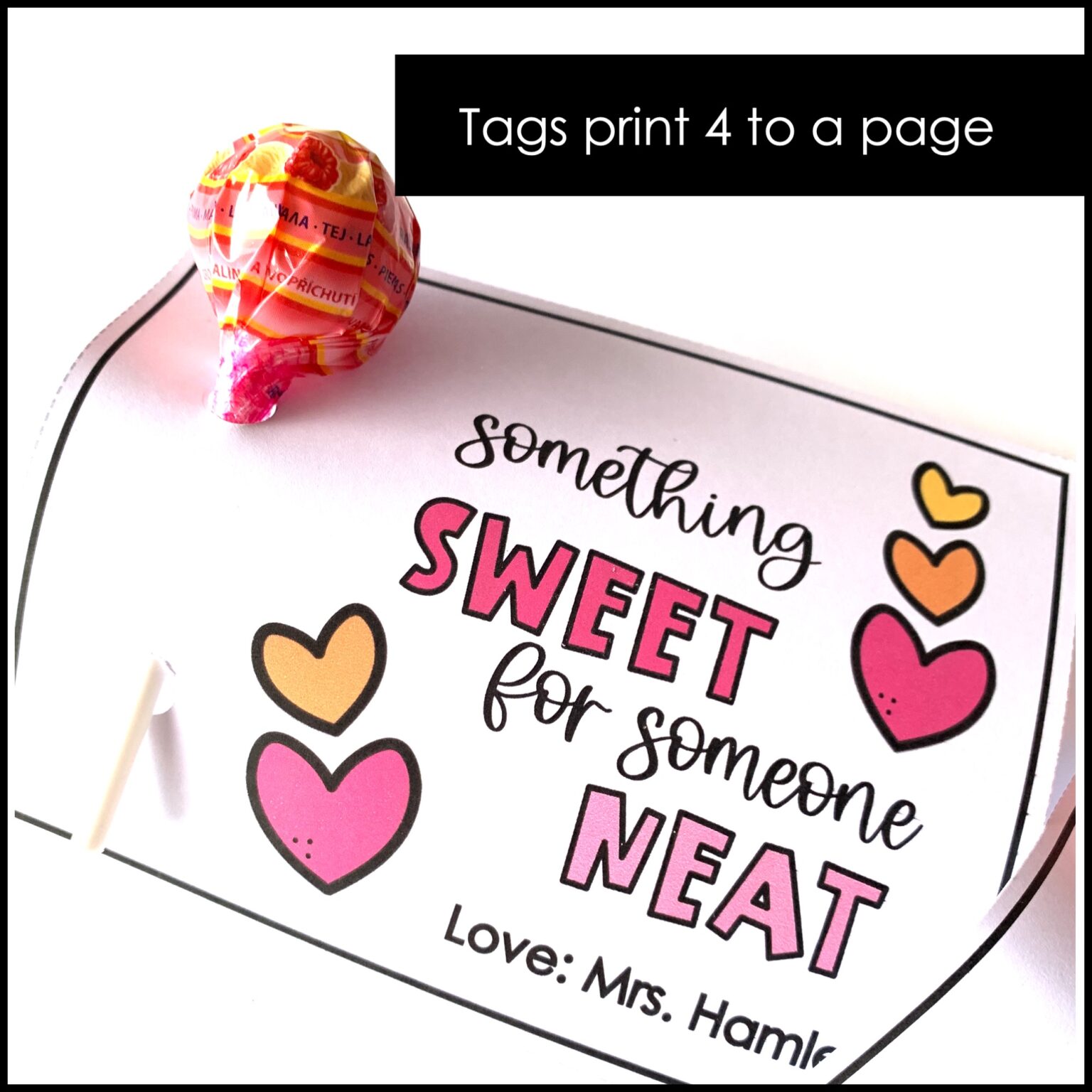 Valentine's Day Gift Tag | Student Gift Card | Lollipop tag for ...