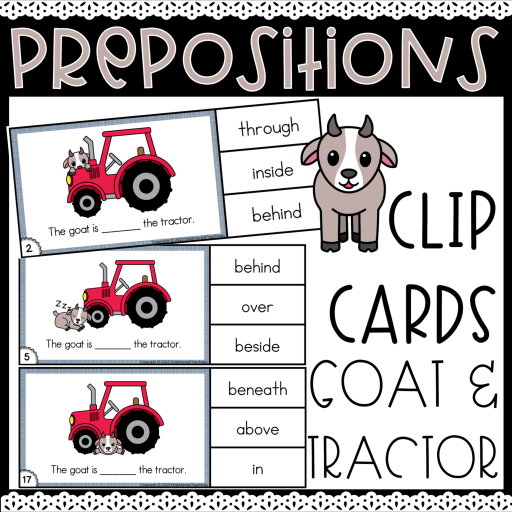 Farm Preposition Clip Cards Preposition Task Card Bundle | Made By Teachers