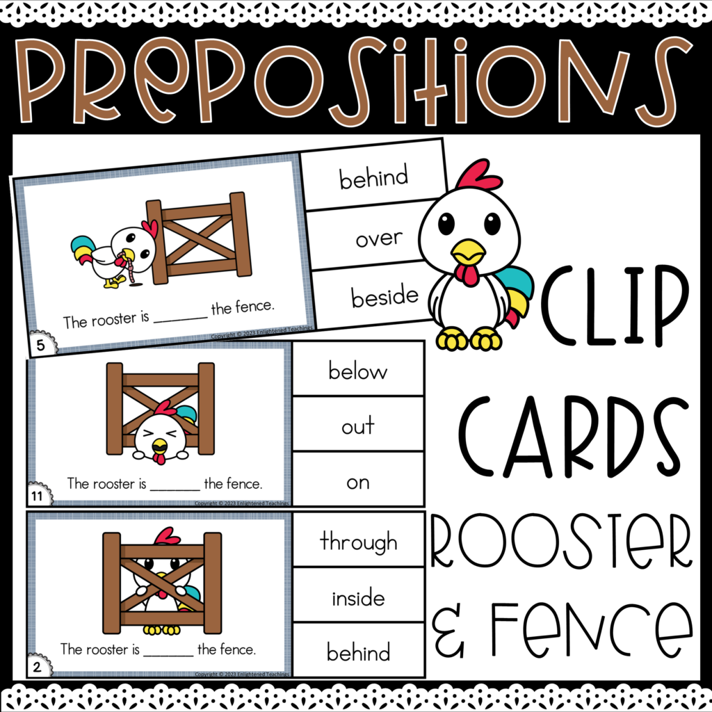 Farm Preposition Clip Cards Preposition Task Card Bundle | Made By Teachers
