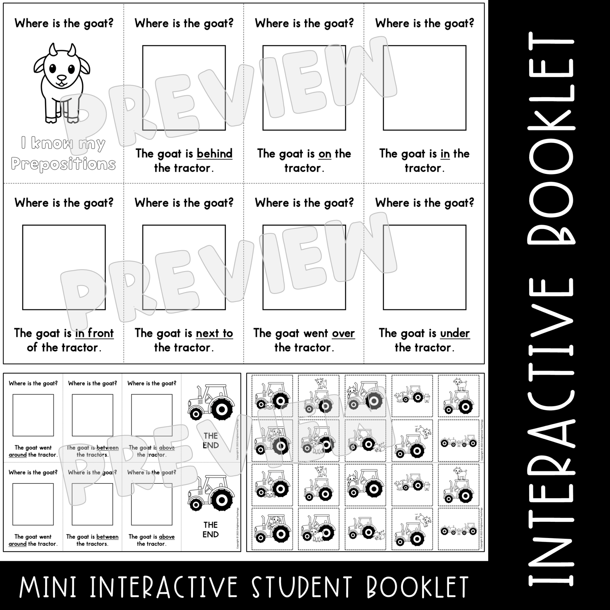 Farm Prepositions Adapted Book Interactive Booklet Flash Cards Goat and ...