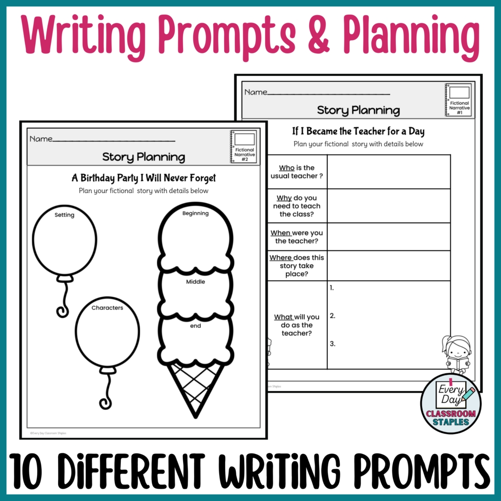 Writing Prompts and Planning Graphic Organizers Narrative Informative ...