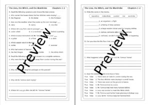 C. S. Lewis "The Lion, the Witch, and the Wardrobe" worksheets | Made ...