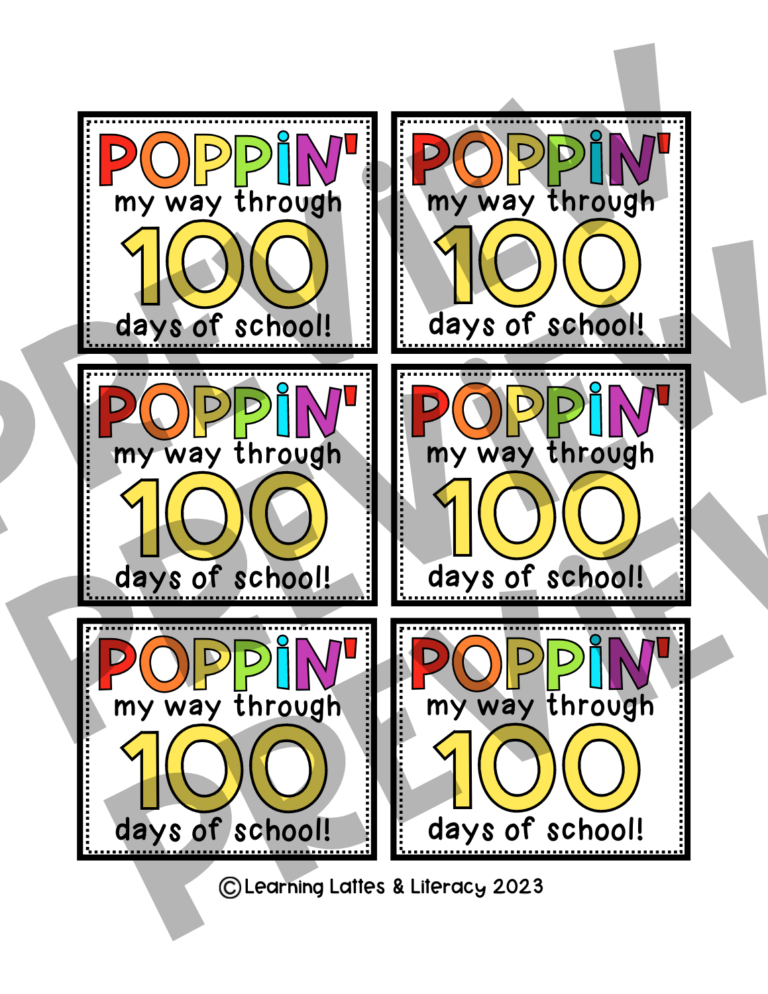 100th Day of School Poppin Tags Pop-it Fidget Tags 100 Days of School ...