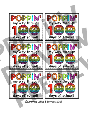 100th Day of School Poppin Tags Pop-it Fidget Tags 100 Days of School ...