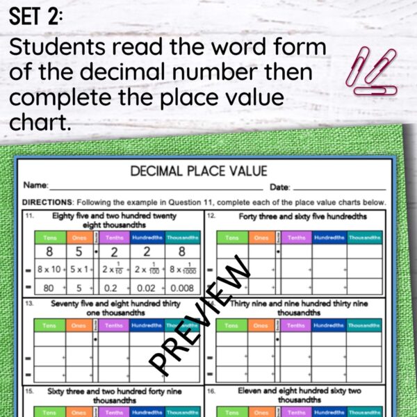 Decimal Place Value Expanded Notation and Expanded Form Worksheets ...