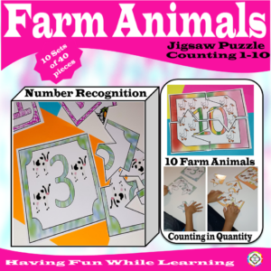 Farm Animals Jigsaw Puzzles Counting 1-10 | Made By Teachers