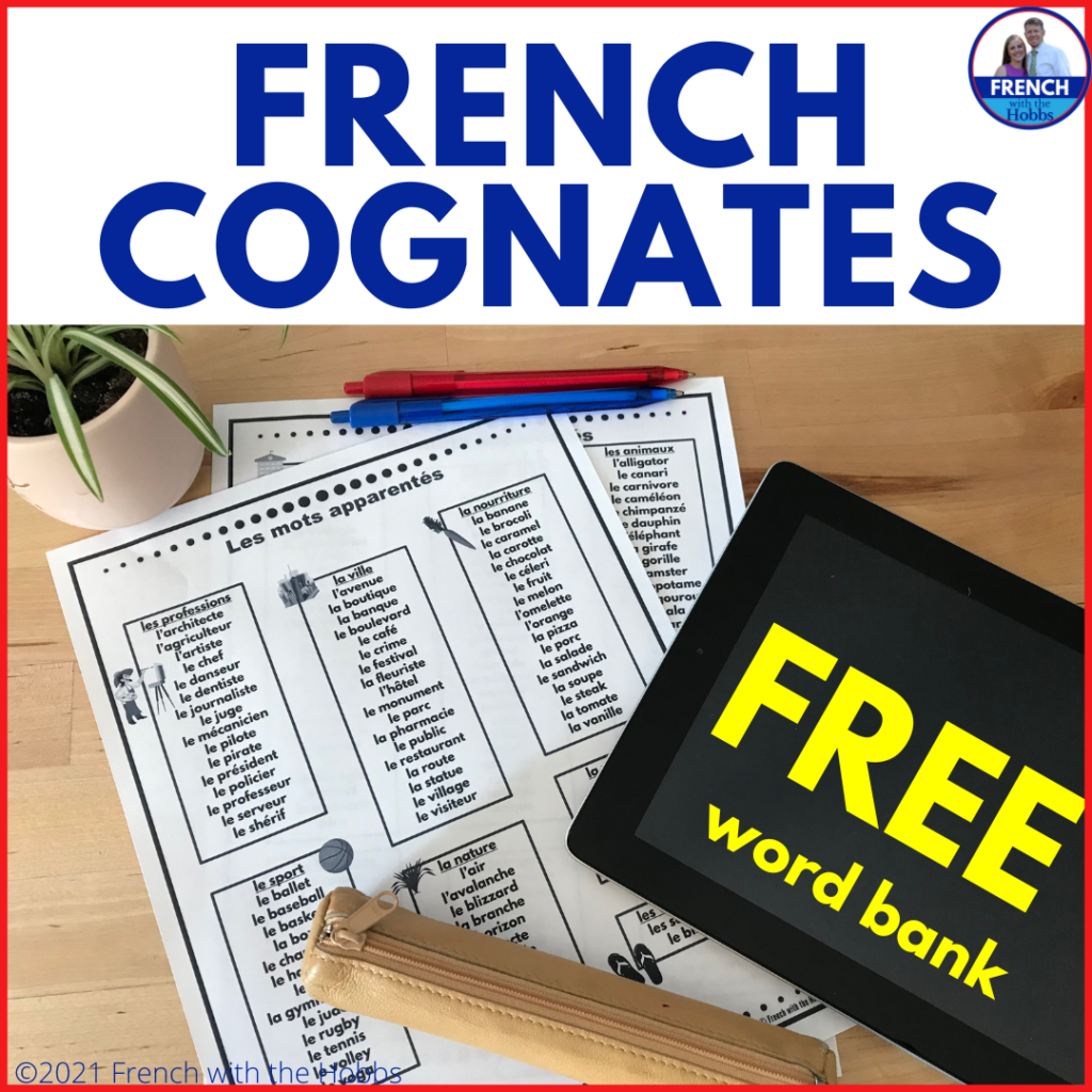 FREE French English Cognates Word Bank | Made By Teachers