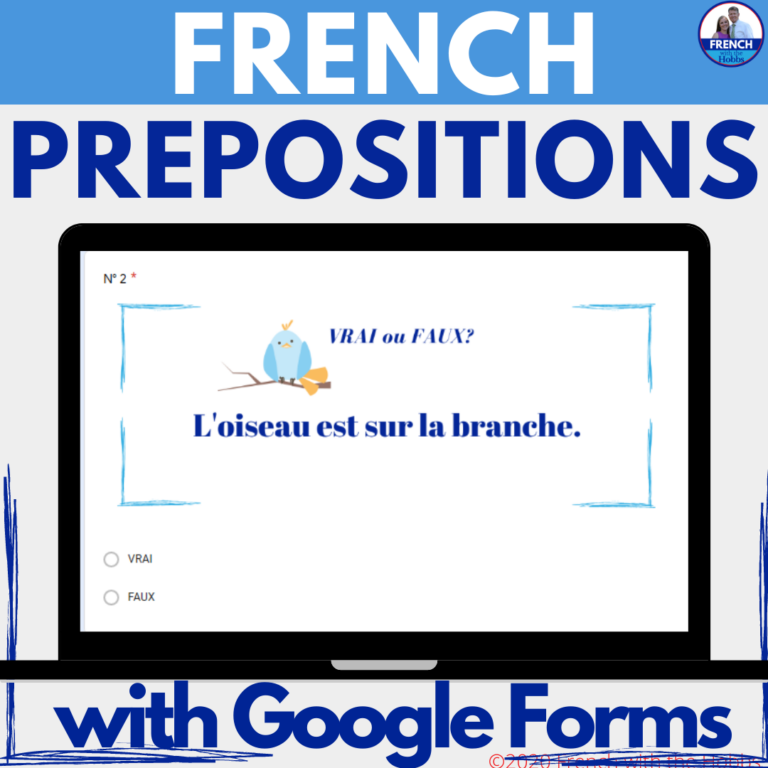 French Prepositions Google Form | Made By Teachers