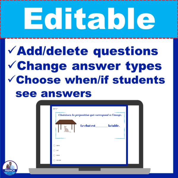 French Prepositions Google Form | Made By Teachers