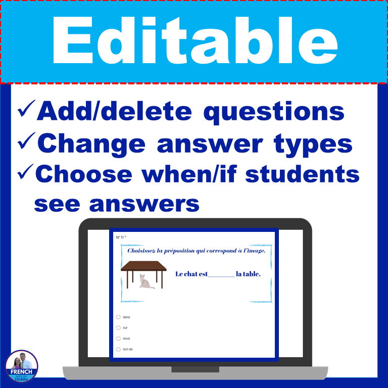 French Prepositions Google Form | Made By Teachers