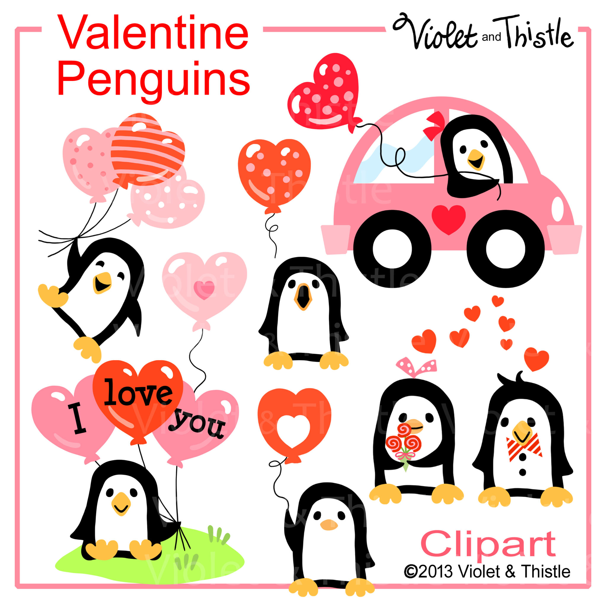 Valentine Penguin Clipart Super Cute Penguins Valentine's Day Clip Art ...