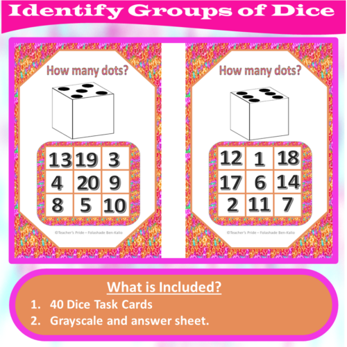 Subitizing with Dice Task Cards Number Sense 1-20 | Made By Teachers