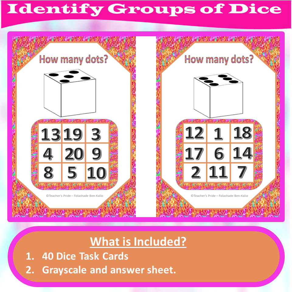 Subitizing with Dice Task Cards Number Sense 1-20 | Made By Teachers