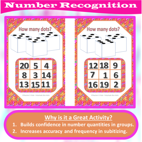 Subitizing with Dice Task Cards Number Sense 1-20 | Made By Teachers
