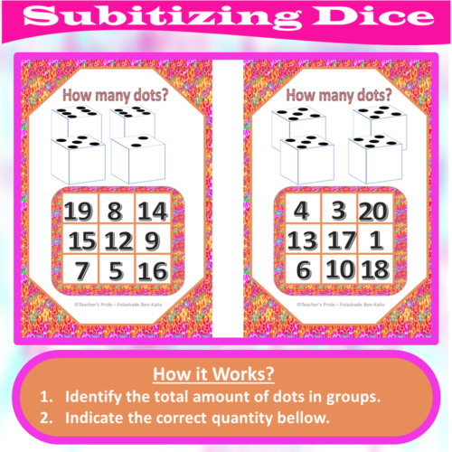 Subitizing with Dice Task Cards Number Sense 1-20 | Made By Teachers