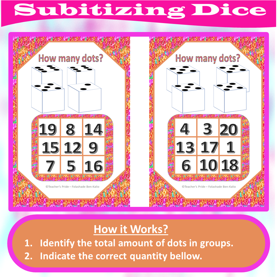 Subitizing with Dice Task Cards Number Sense 1-20 | Made By Teachers