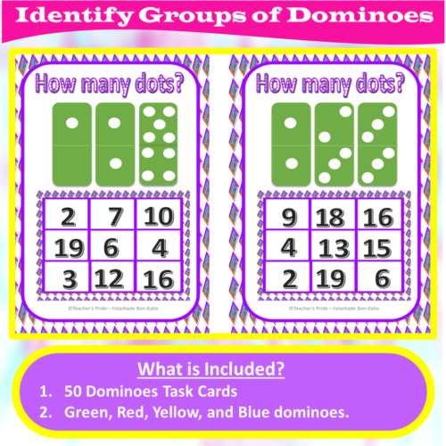 Subitizing with Dominoes Task Cards Number Sense 1-20 | Made By Teachers
