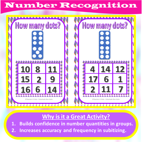 Subitizing with Dominoes Task Cards Number Sense 1-20 - Made By Teachers