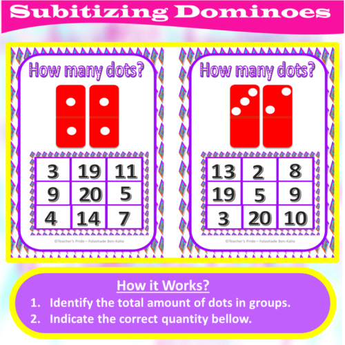 Subitizing with Dominoes Task Cards Number Sense 1-20 | Made By Teachers