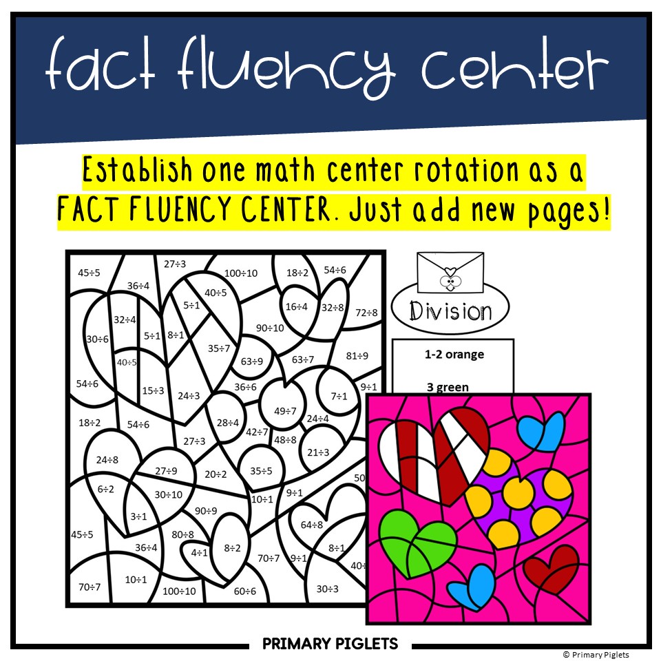 Valentine's Day Color by Number Code Division Facts - Made By Teachers
