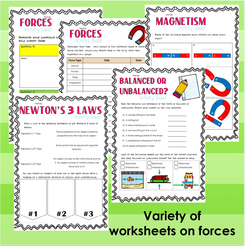 Forces Gravity Resistive Magnetism Worksheets | Made By Teachers